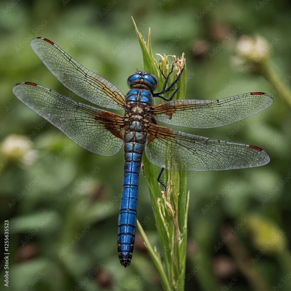 Describe the anatomy of a dragonfly and how it helps in flight. Stock ...