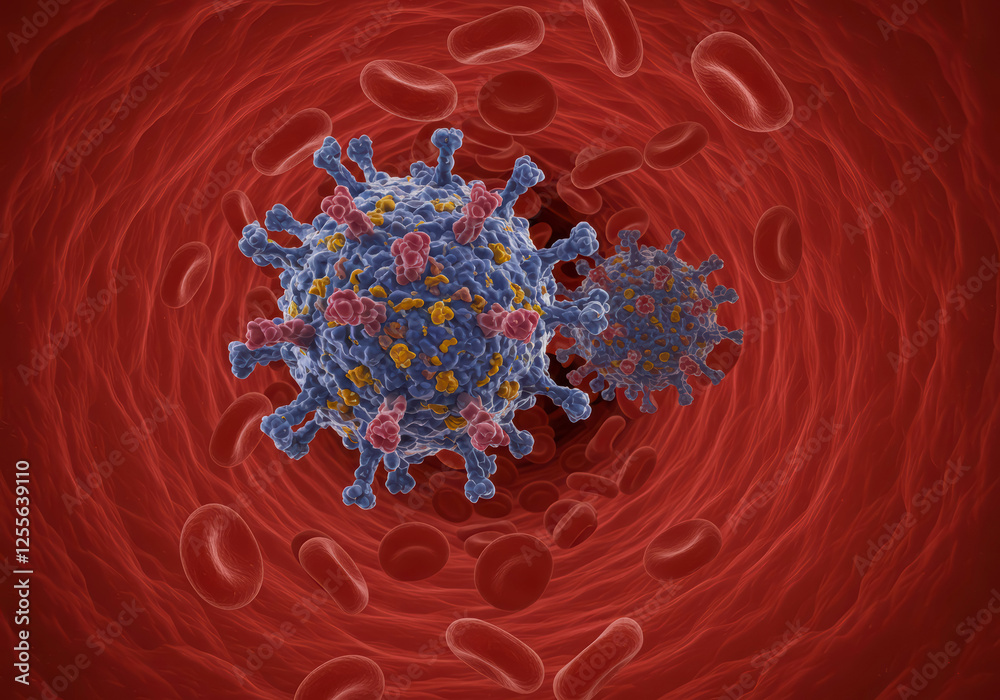 Scientific Visualization of Hepatitis B Virus Structure in Blood Vessel, Based on PDB 4G93 Data ...