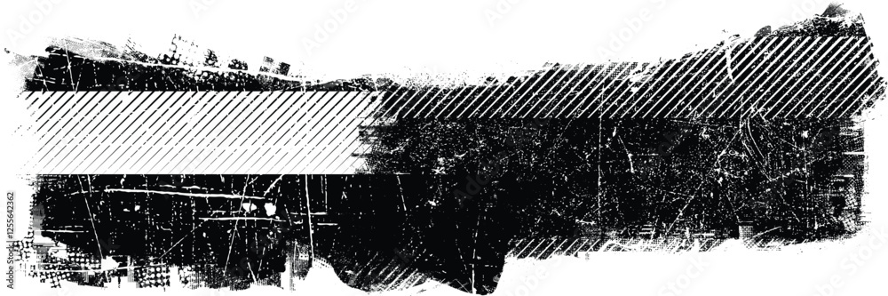 Grunge textured banner with rough edges. Halftone dots texture. Overlay ...
