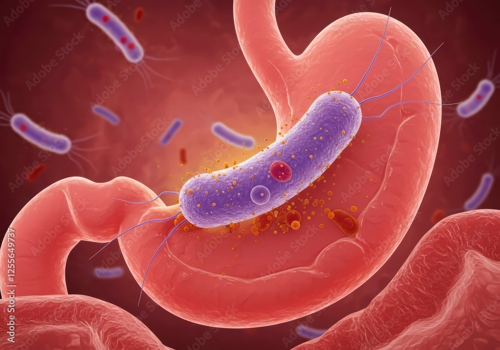 3D Illustration of Helicobacter Pylori, Stomach Bacteria Linked to ...