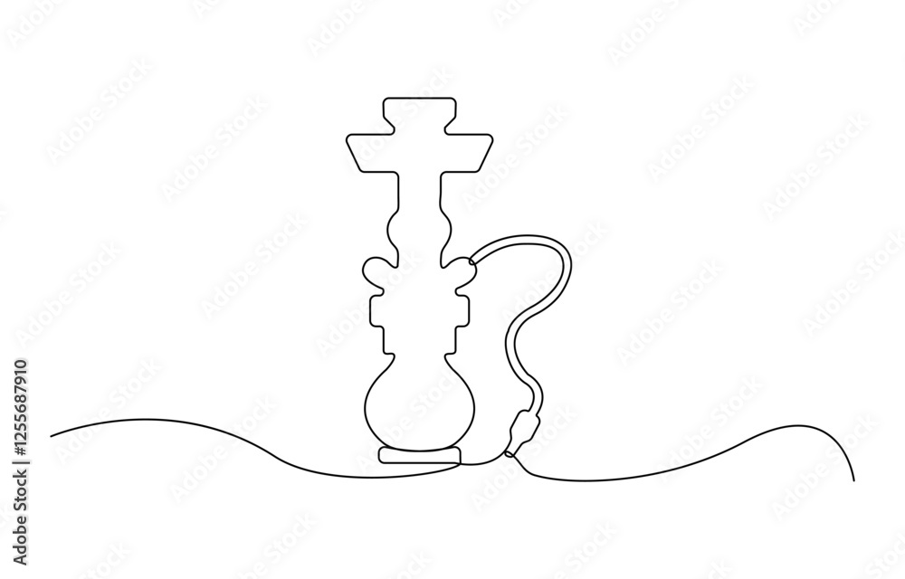 Continuous one line drawing of hookah, tobacco smoking equiptment ...