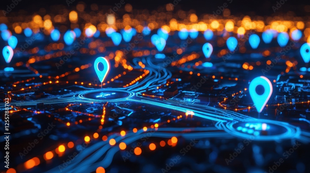 Navigation pins on city map. Navigate mapping locate position pins ...