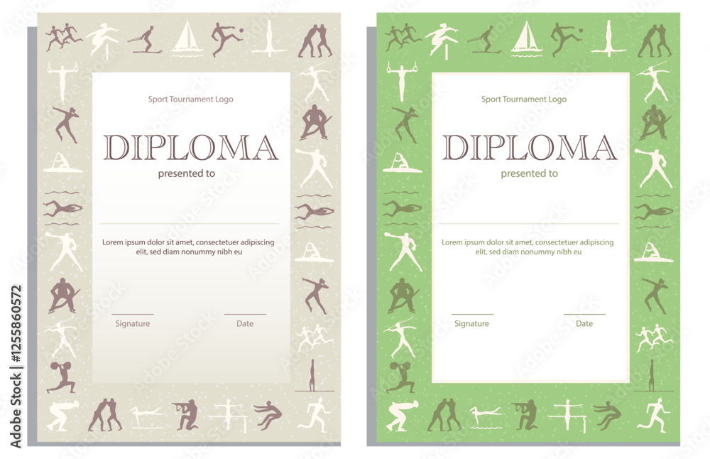 Vintage diploma or certificates of appreciation, tournament ...