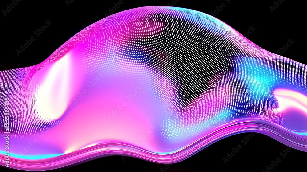 Iridescent Holographic Glitch Design, features vibrant pixel art ...