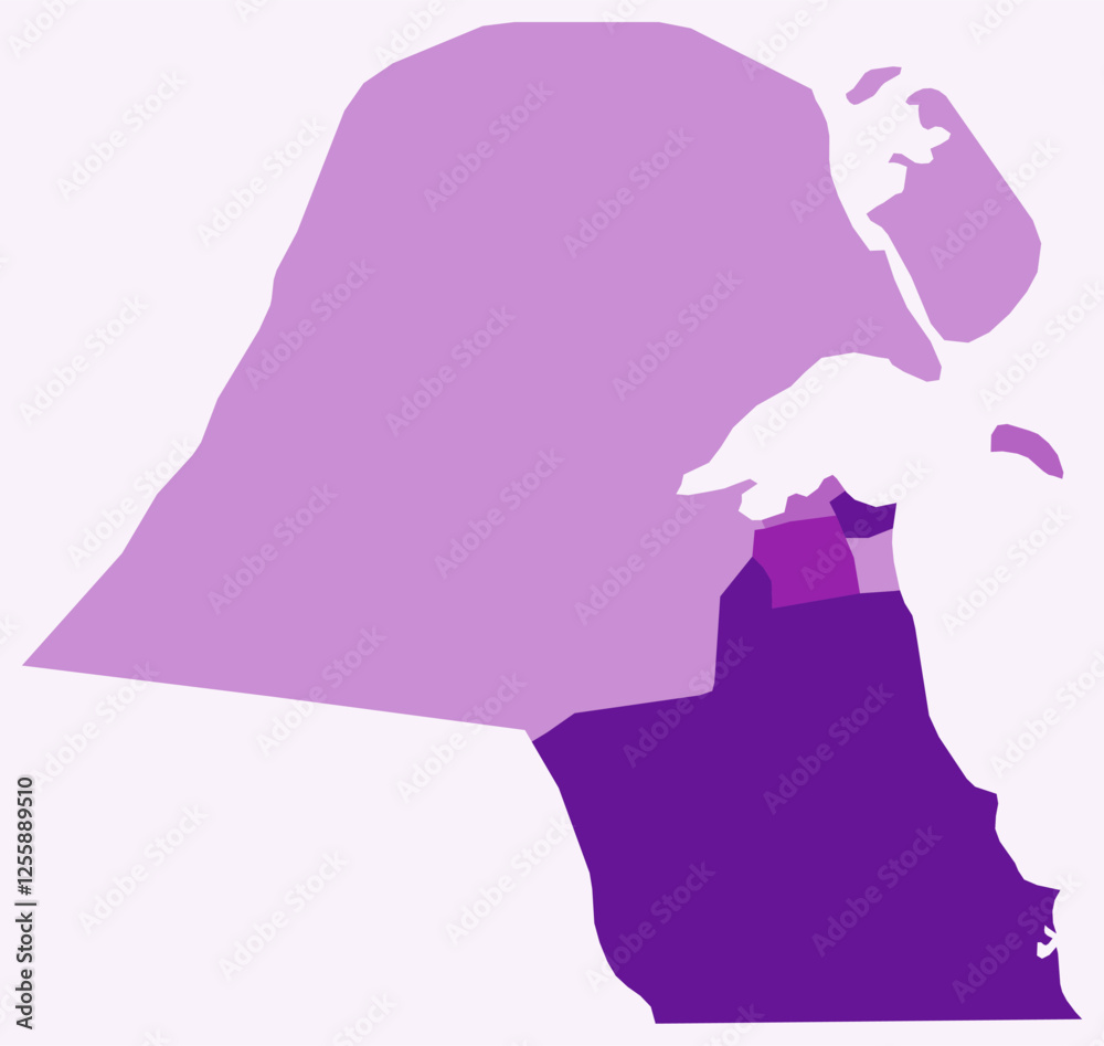 Map of Kuwait with regions. Just a simple country border map with ...