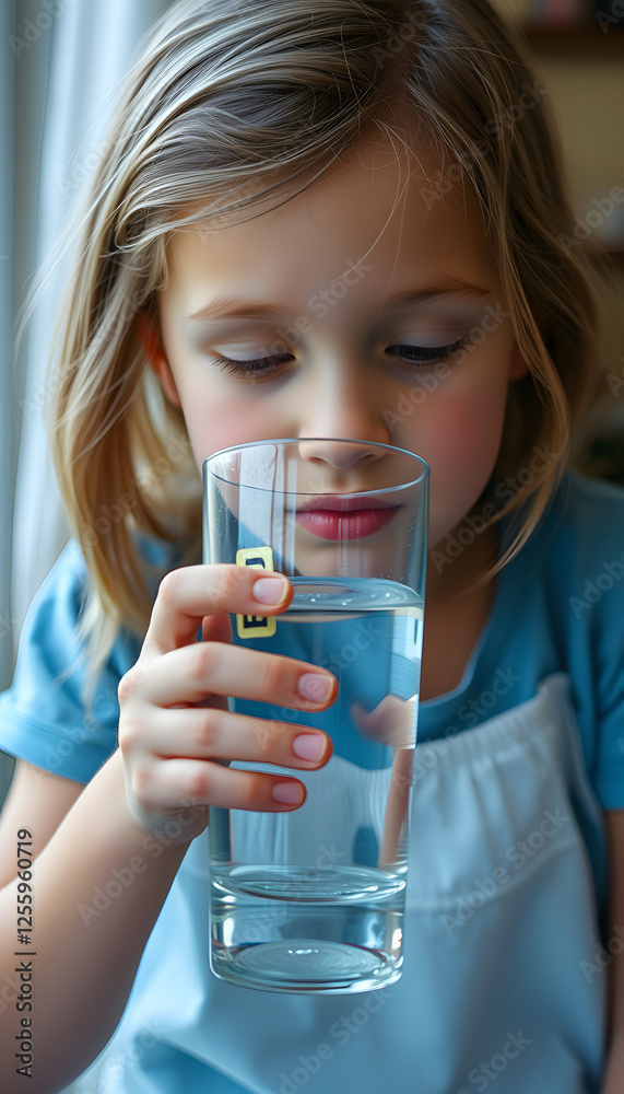 Girl drinking water from glass, hyperrealism. with white shades Stock ...