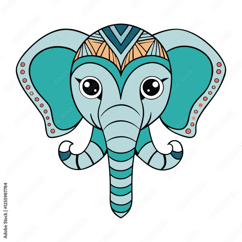 Intricate zentangle elephant face featuring detailed patterns and bold ...