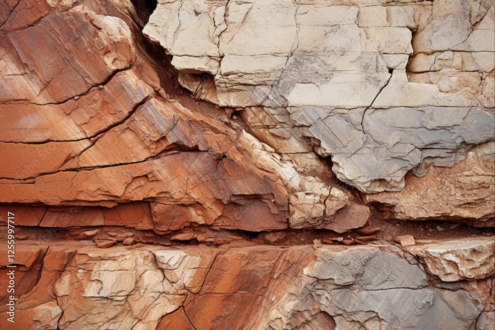 Fractured Sedimentary Rock. A Closeup of Deformed Fault Lines and ...