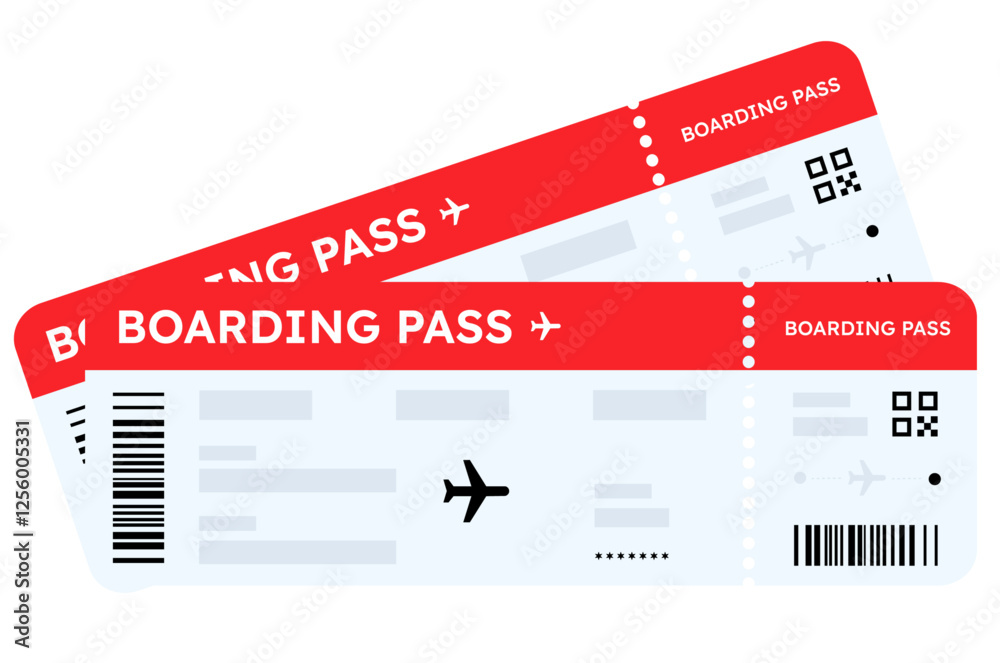 Boarding pass vector illustration. Two air plane tickets template ...
