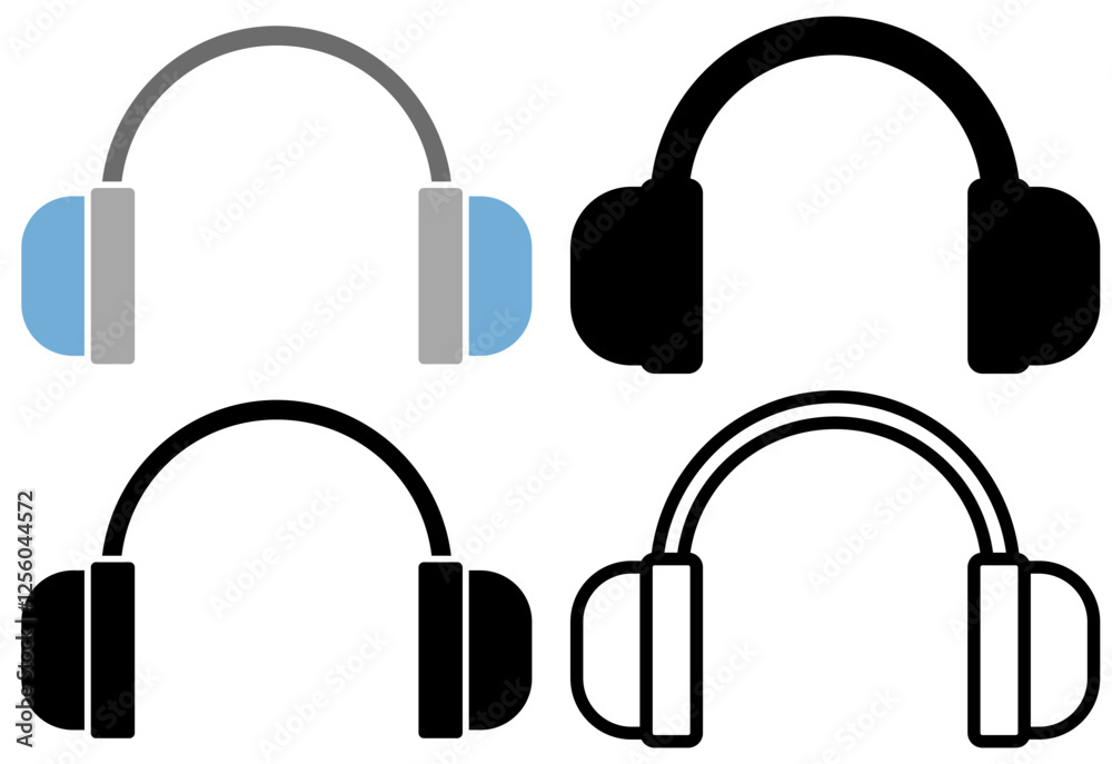 headset icon, simple flat style, illustration, logo sign symbol ...