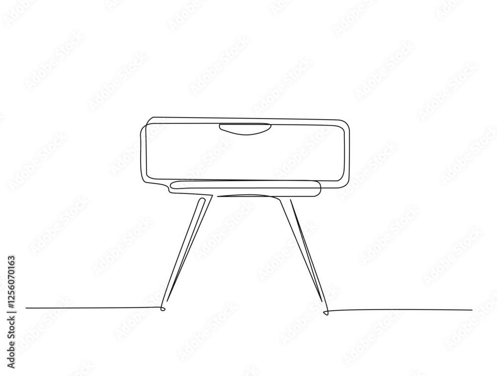 Continuous one line drawing of nightstand with drawer. Cabinet or ...