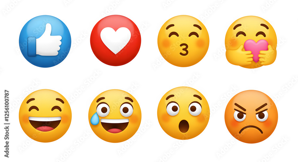 Ilustración de Stock 3D Social Media Reaction Emojis – Facebook Like ...