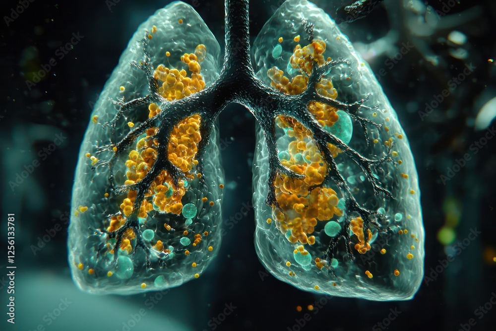 Visualization of alveoli within lungs depicted with high medical ...