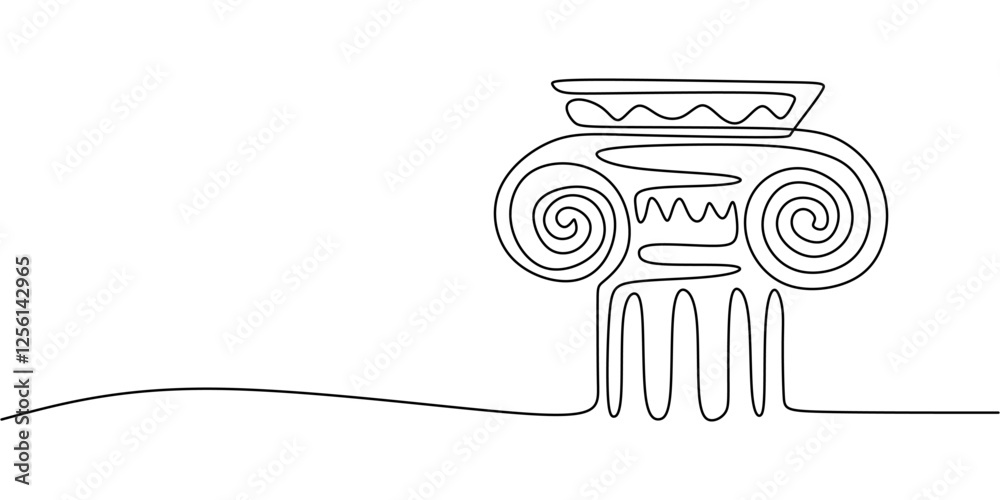 Continuous One line drawing of Roman Column. Depicting classic ...