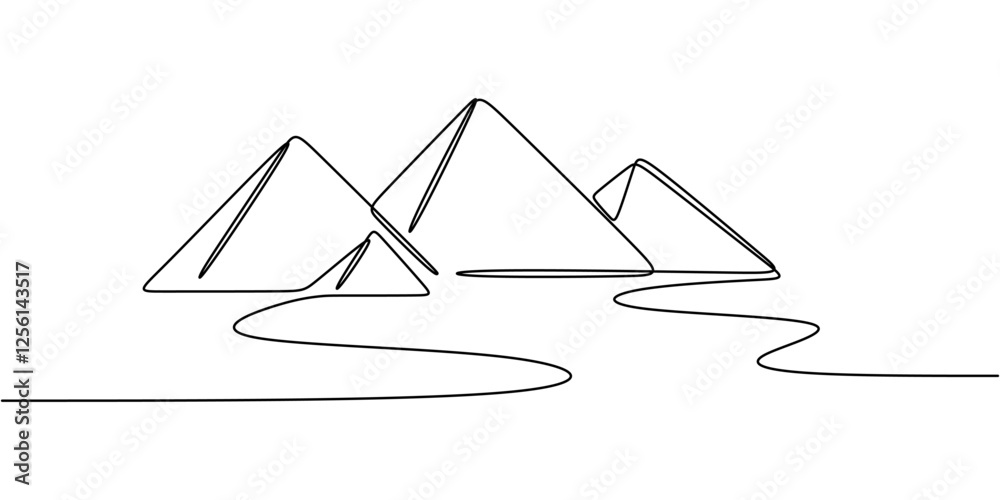Continuous One line drawing of Pyramid. Representing ancient Egyptian ...