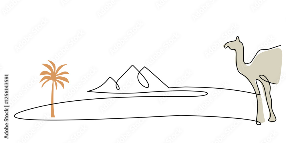 Continuous One line drawing of Pyramid. Depicting ancient Egyptian ...