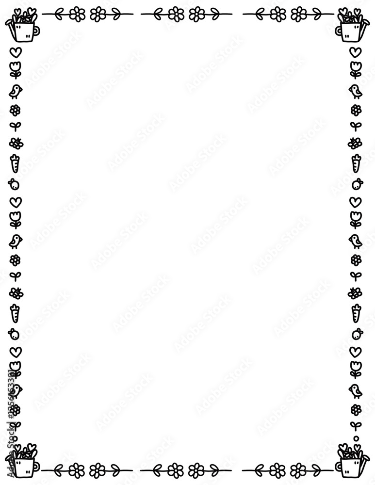floral border frame. Doodle Flower Border. Hand drawn borders clipart ...