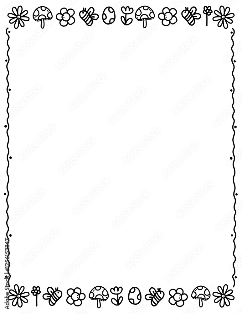 floral border frame. Doodle Flower Border. Hand drawn borders clipart ...