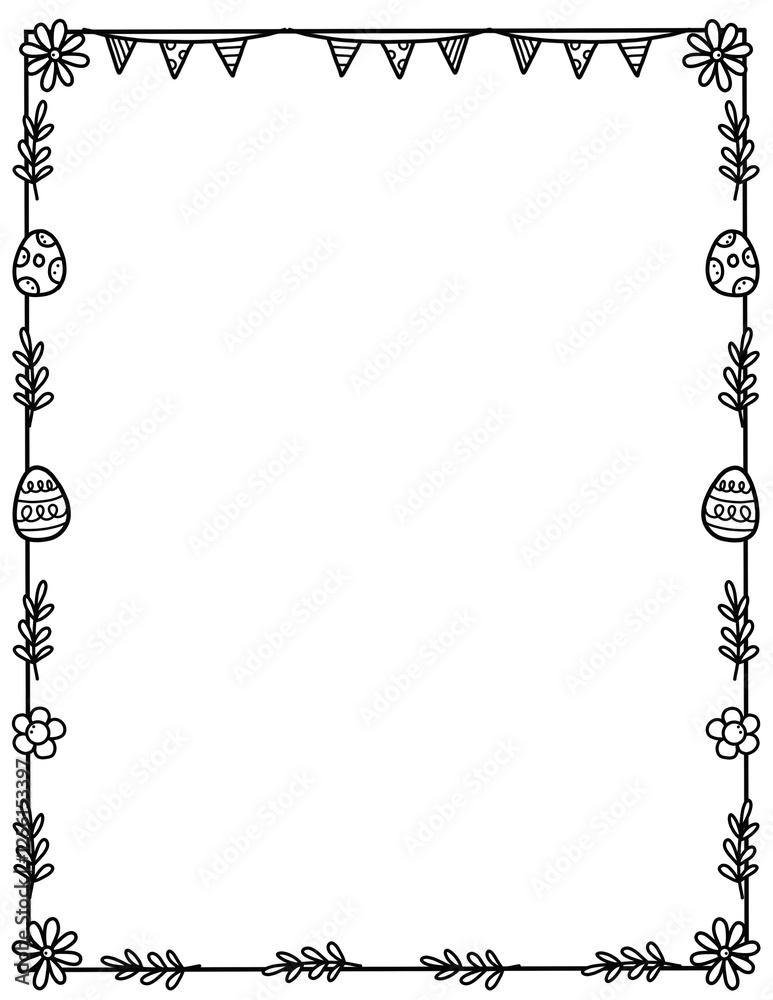 floral border frame. Doodle Flower Border. Hand drawn borders clipart ...