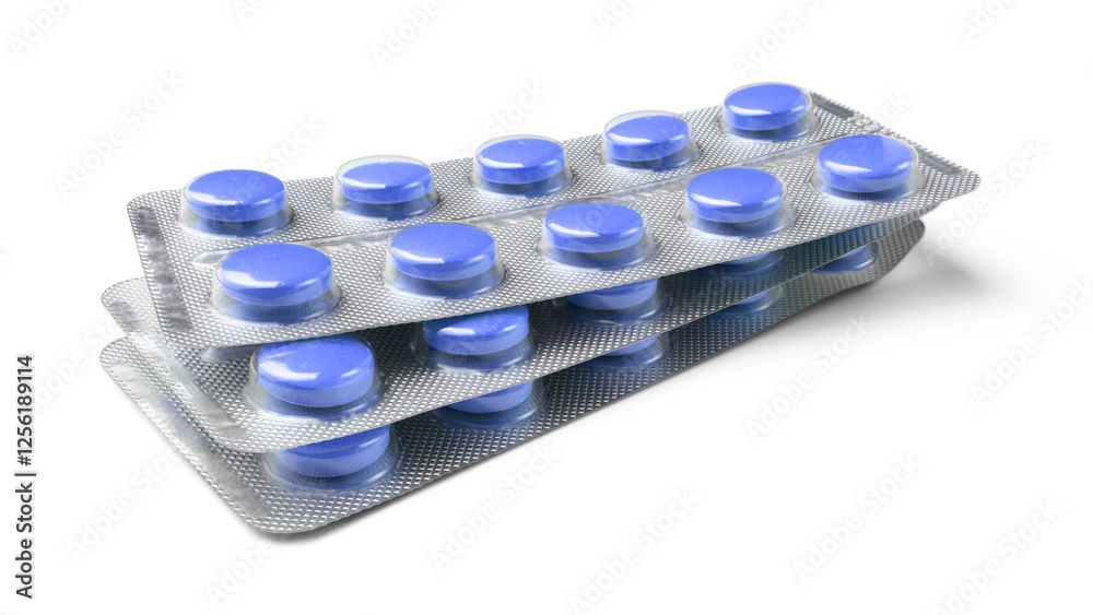 Group of blister packs of prescription medication, antibiotic pills ...