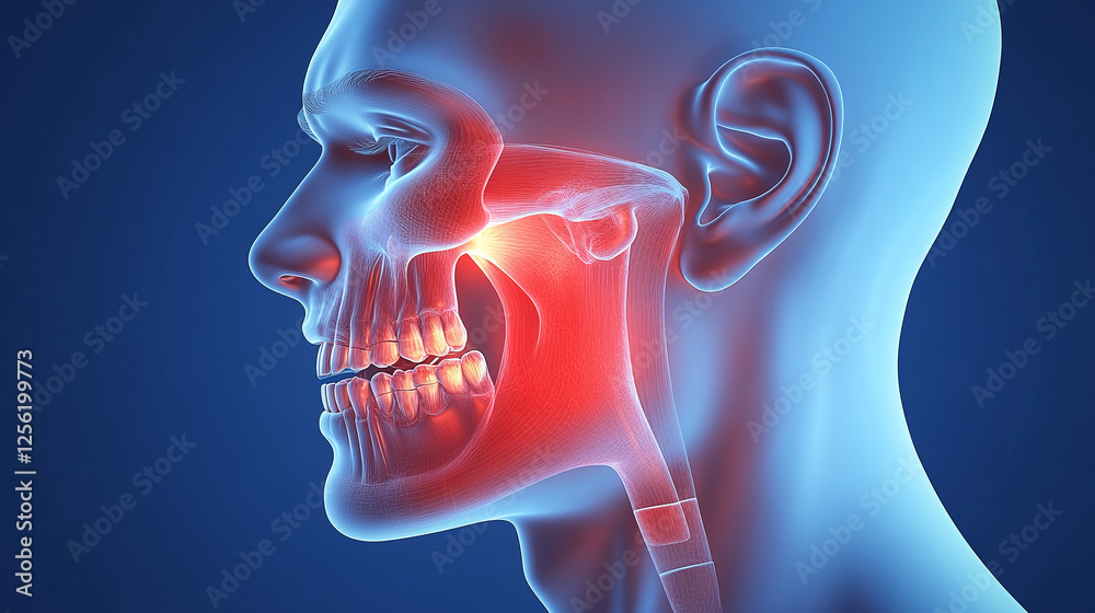 Jaw pain illustration: Anatomy of the human face, skeletal system, and ...