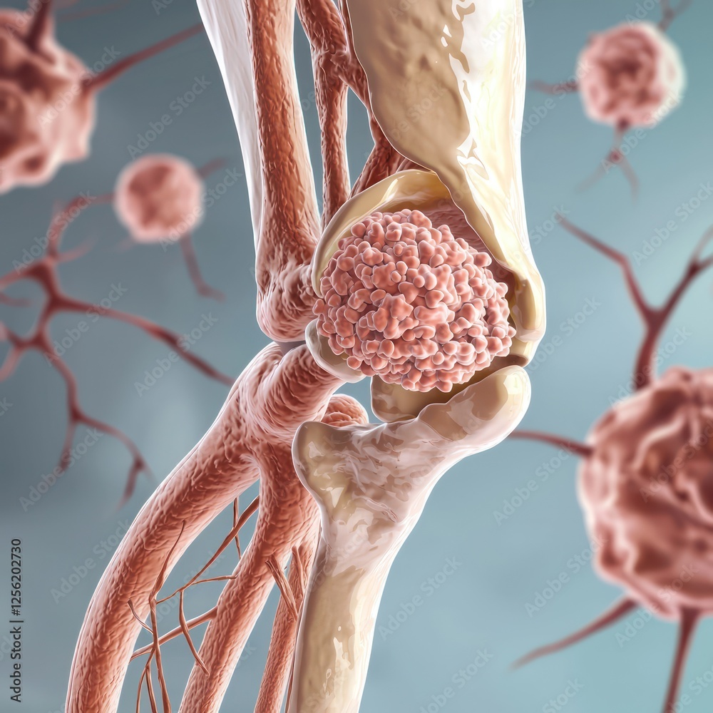 Osteosarcoma details shown in bone cancer visualization of the knee ...