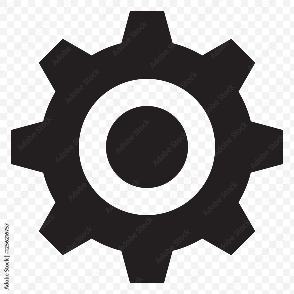 Image vectorielle Stock Cogwheel, Flat gear with big hole in the middle ...