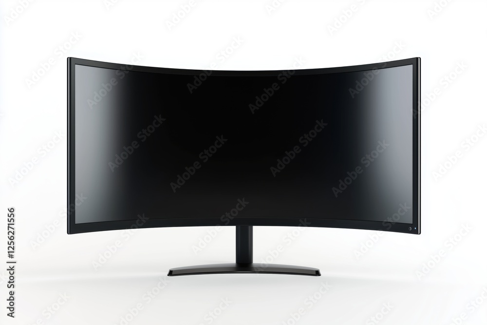 Ultra wide curve lcd monitor displayed front view isolated on white ...