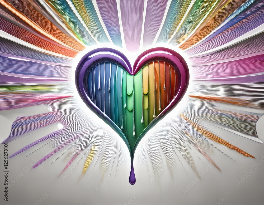 silueta de un corazón de la cual emanan rayos de luz en el espacio ...