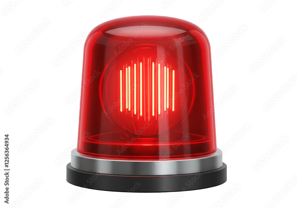 Red emergency light with a bright flashing effect and a sturdy base ...