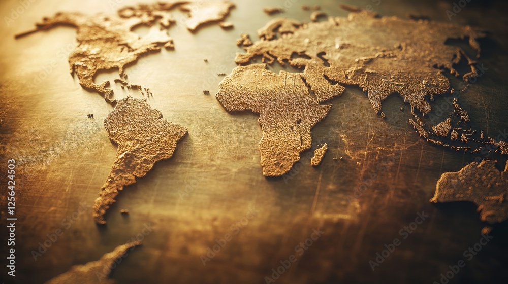Foto de Stock A highly detailed world map showing all continents and ...