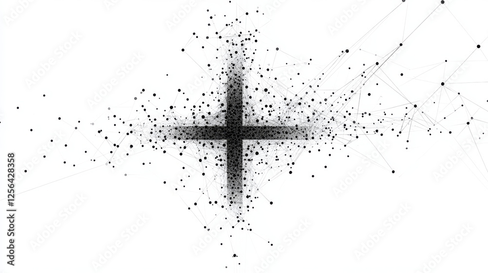 Hologram cross mark. Cross mark made of polygons, triangles, dots, and ...