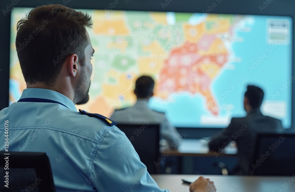 Emergency coordinators in command center oversee disaster areas ...