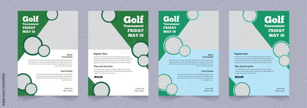 Golf tournament flyer template. Golf Championship Poster Design, golf annual sports event vector ...