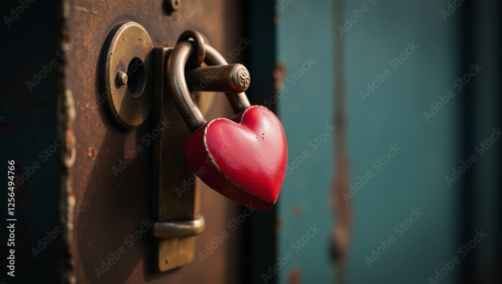 Heart symbolized by a lock in red color representing love and security ...