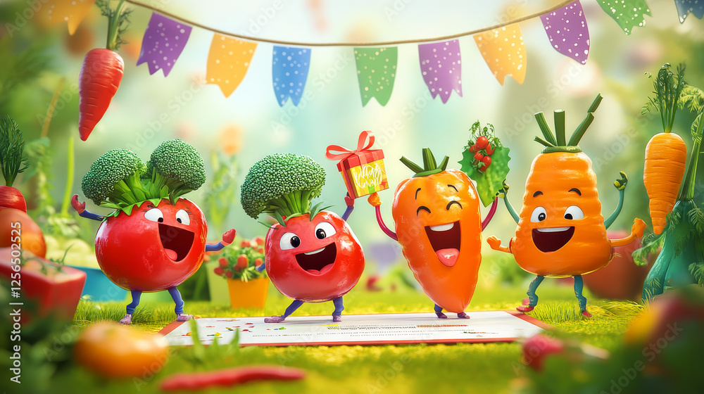 Kids diploma. Cartoon vegetable characters on holiday, school education ...