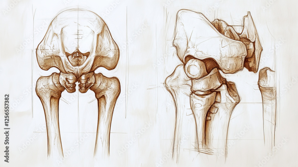 Ilustración de Stock Anatomy of human knee vector sketch of leg bones ...