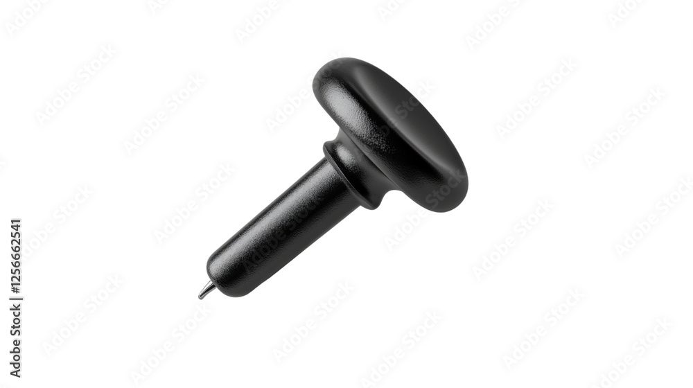 Black push pin on transparent background, office supplies, 3d rendering ...