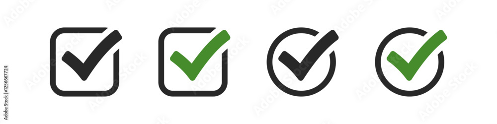 Vector de Stock check mark icon set. check box icon with correct, accept checkmark icons green ...