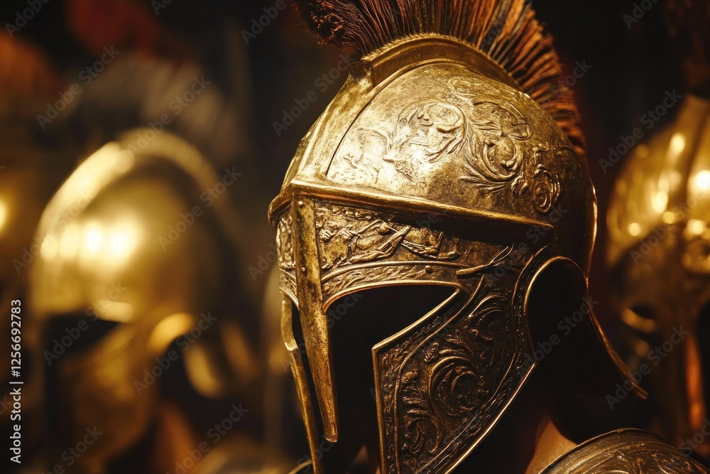 Ancient Greek Helmet: A Golden Relic of History Stock Illustration ...