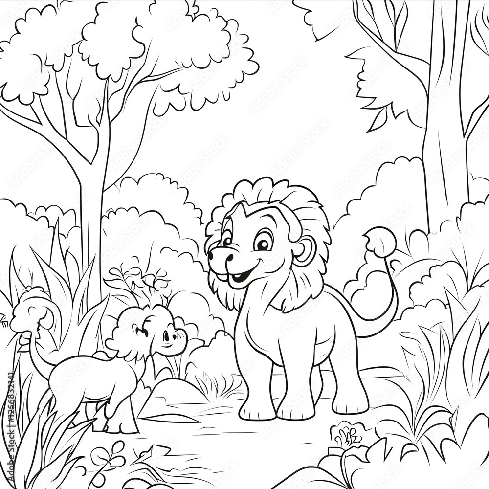 Historical Animal story Coloring Book simple and easiest line art for ...