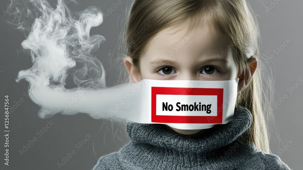 Stock-Illustration „Passive inhalation: cigarette hazard, tobacco harm ...