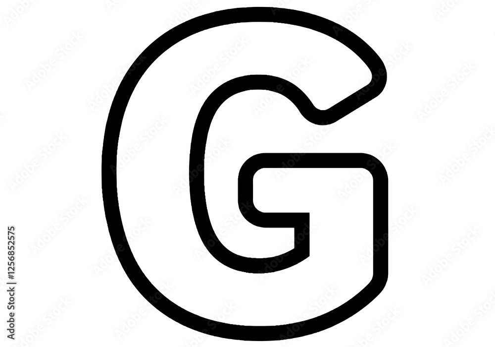 letter G clipart black and white. This image shows a bold, black ...