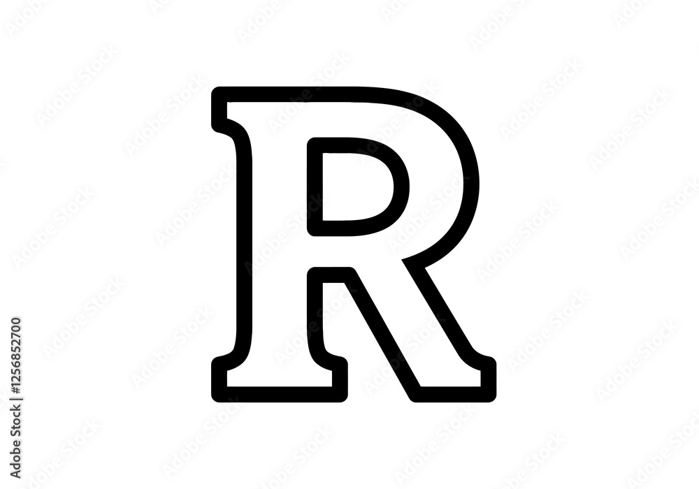 letter R clipart black and white. This image shows a bold, black ...