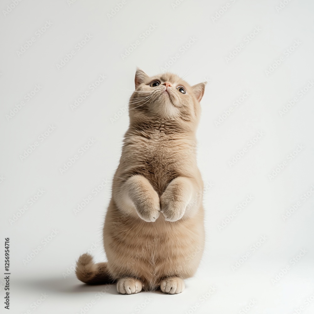 photograph of a British Shorthair cat sitting on a white background ...