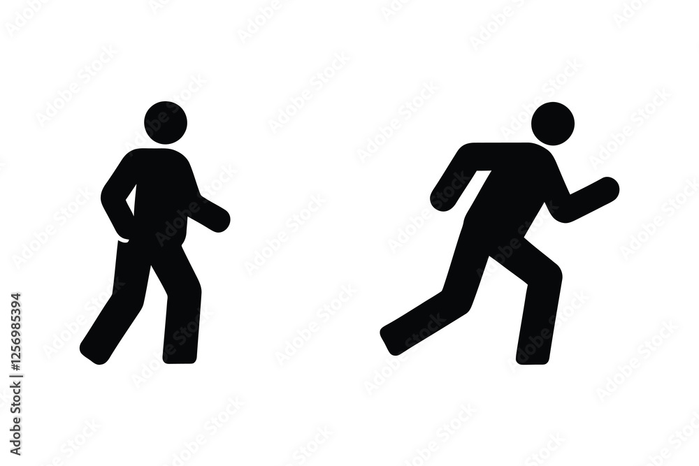 Standing, Walking, and Running Pictograms – Human Figure Set Stock ...