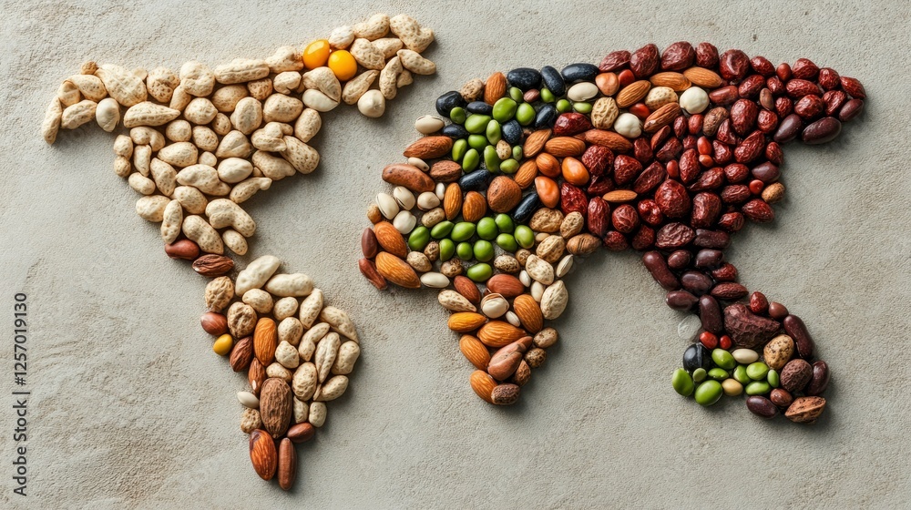 World Map Made of Nuts, Seeds, and Beans Global Food Diversity Stock ...