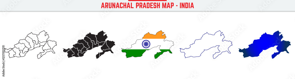 Arunachal Pradesh, State, AR Outline Icon – India Map Silhouette Vector ...
