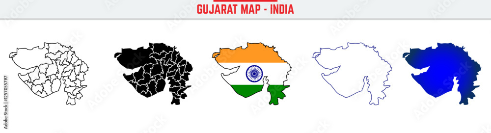 Gujarat, State, GJ Outline Icon – India Map Silhouette Vector. India ...