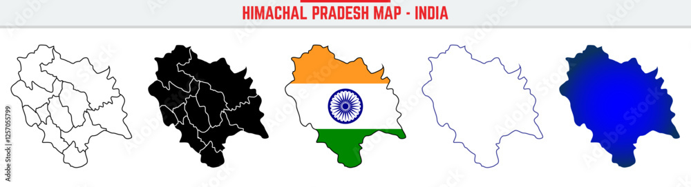 Himachal Pradesh, State, HP Outline Icon – India Map Silhouette Vector ...